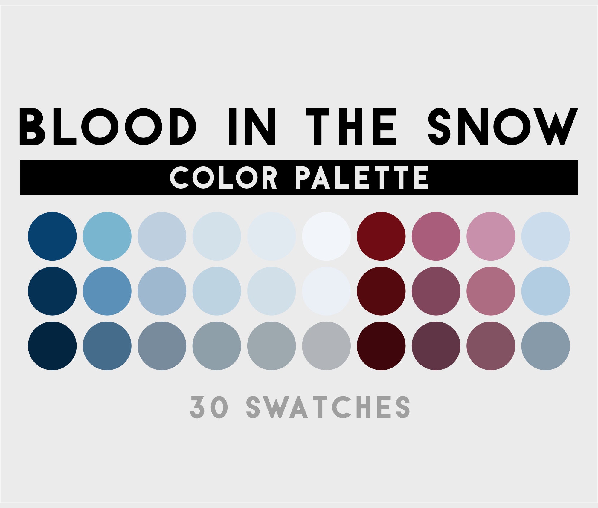 Blood in the Snow Color Palette for Procreate, Adobe Photoshop, Adobe ...