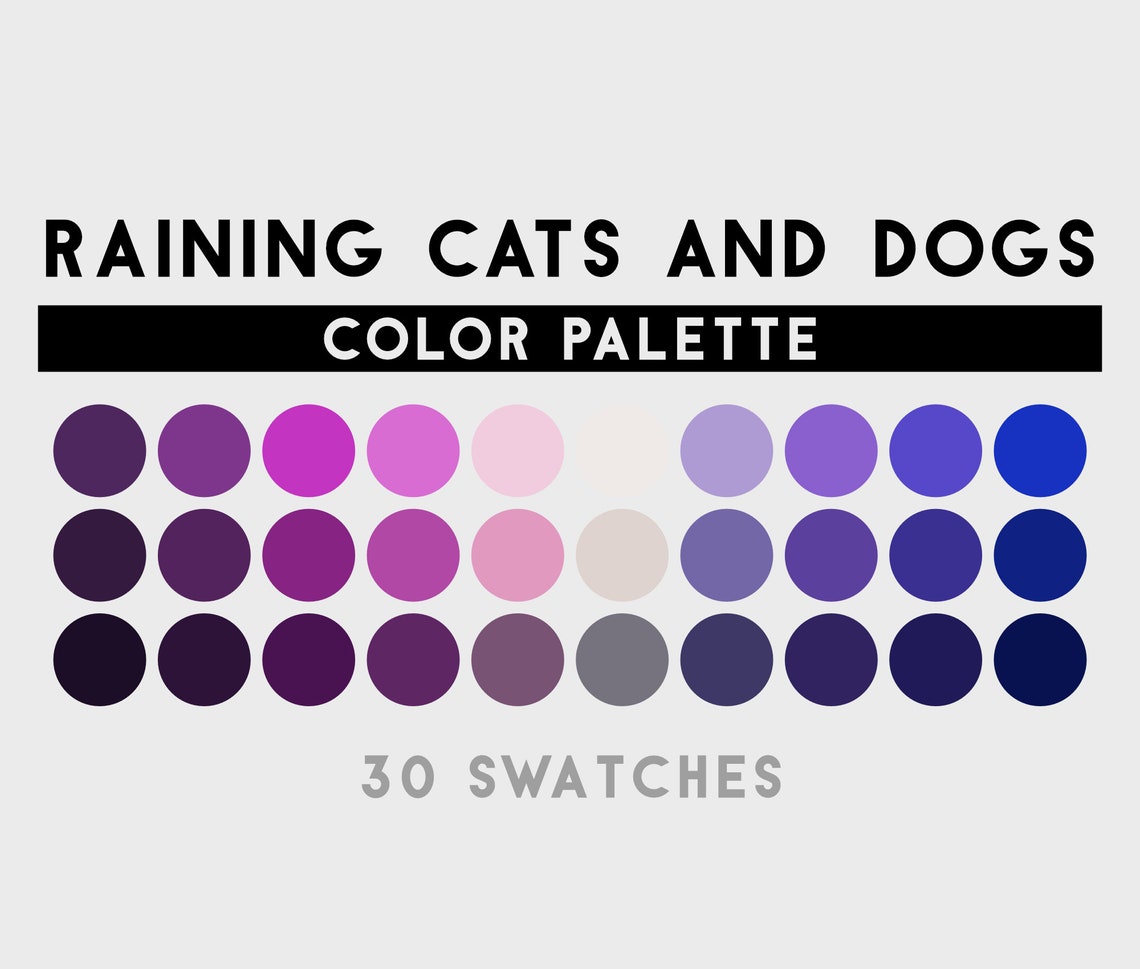Raining Cats and Dogs Color Palette for Procreate, Adobe Photoshop ...