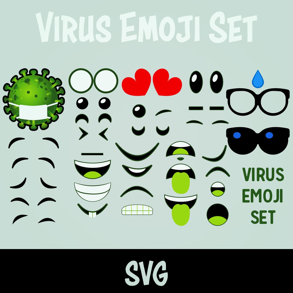 Virus Emoji SVG Set Digital Download - Etsy