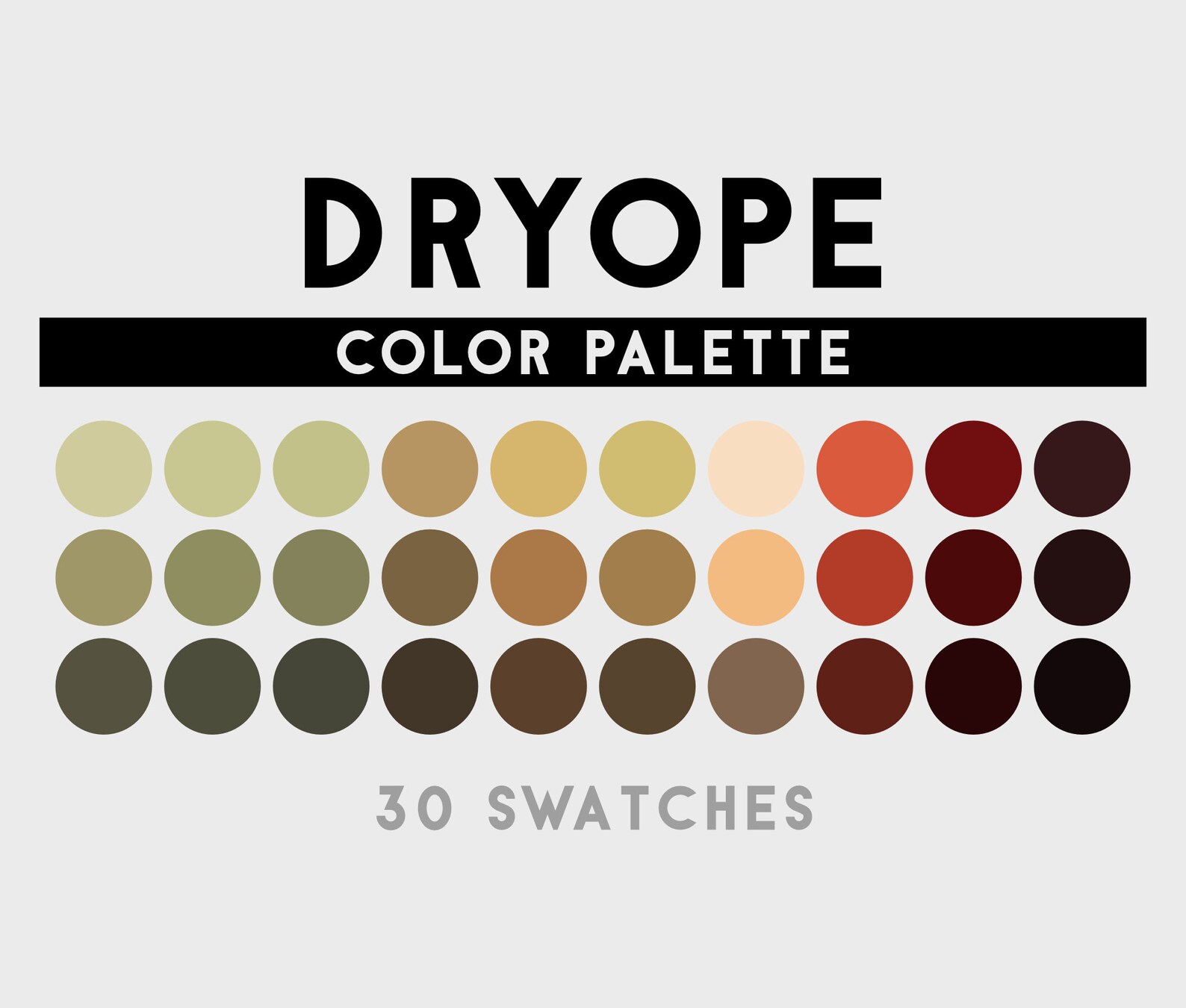 Dryope Color Palette for Procreate, Adobe Photoshop, Adobe Illustrator ...