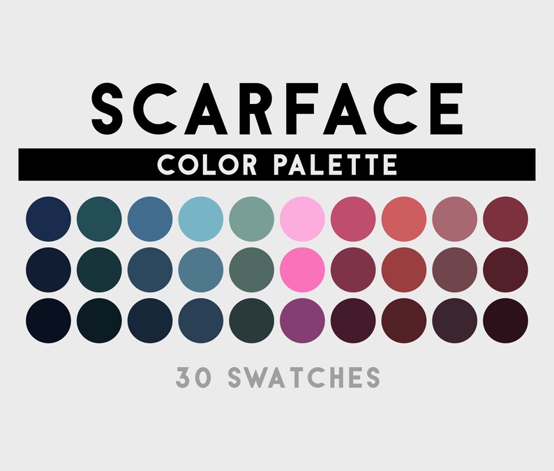 Scarface Color Palette for Procreate, Adobe Photoshop, Adobe ...