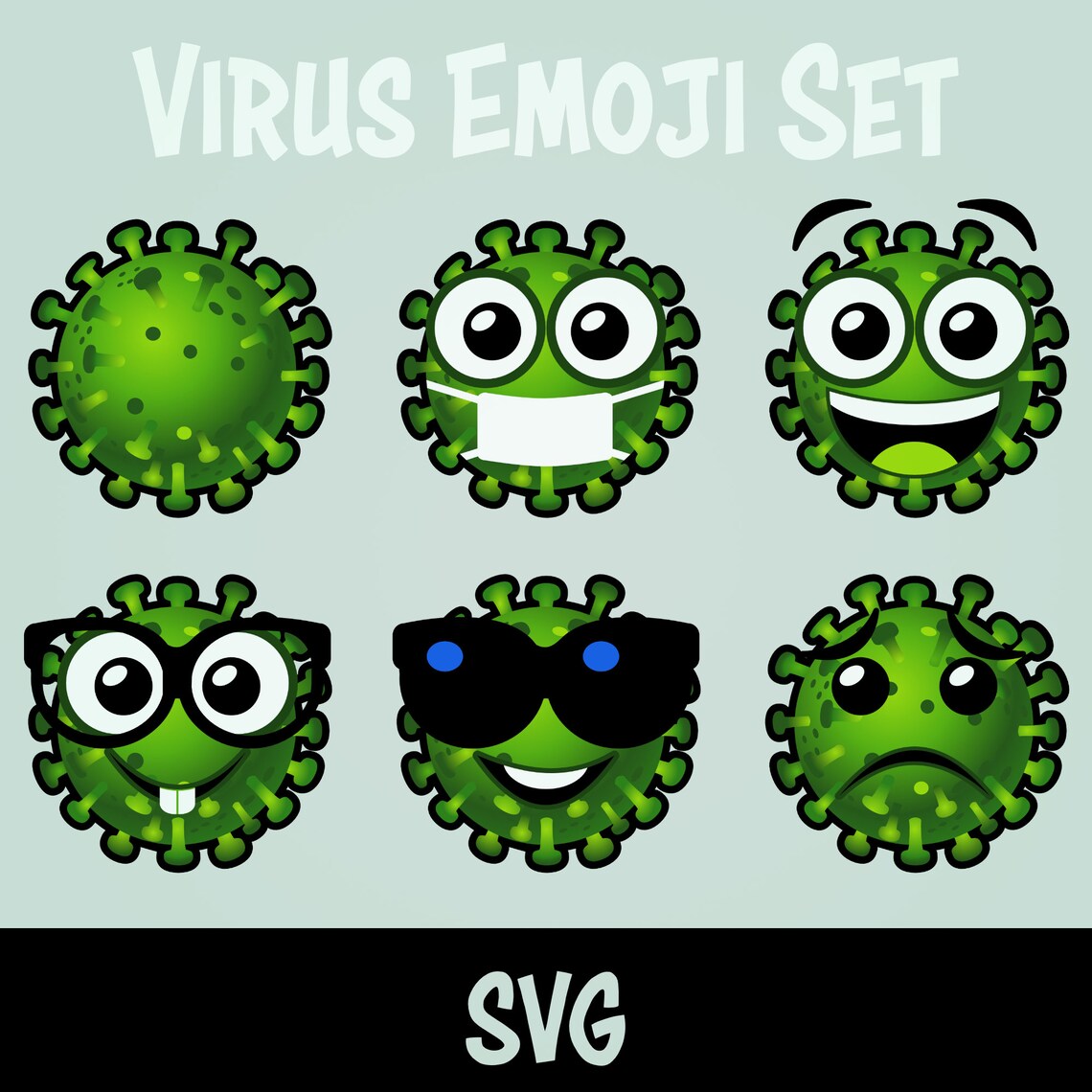 Virus Emoji SVG Set Digital Download - Etsy