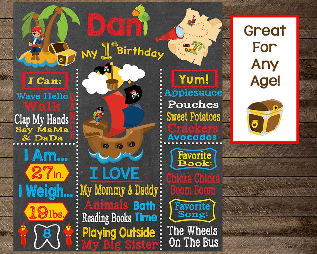 Pirate Chalkboard Birthday Sign Pirate Theme Chalkboard - Etsy