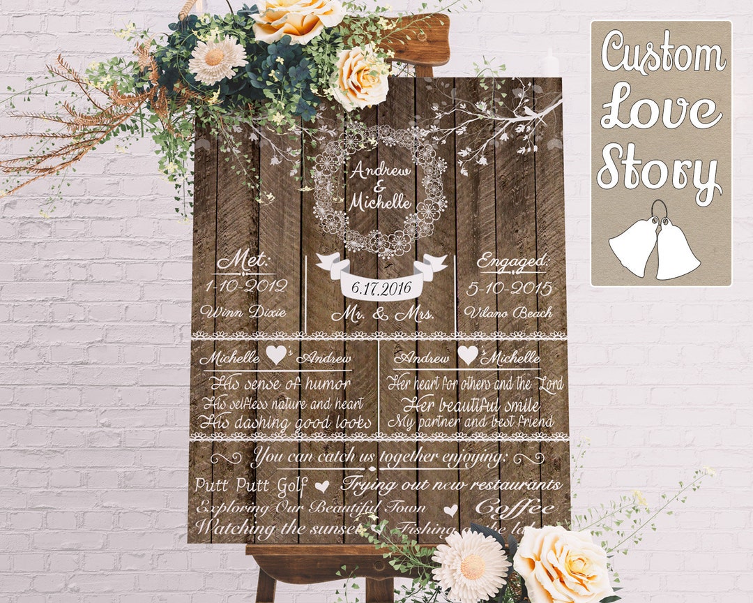 Rustic Wood Wedding Sign Rustic Wedding Love Story Sign - Etsy