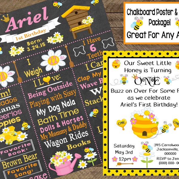First Birthday Poster Bee - Etsy