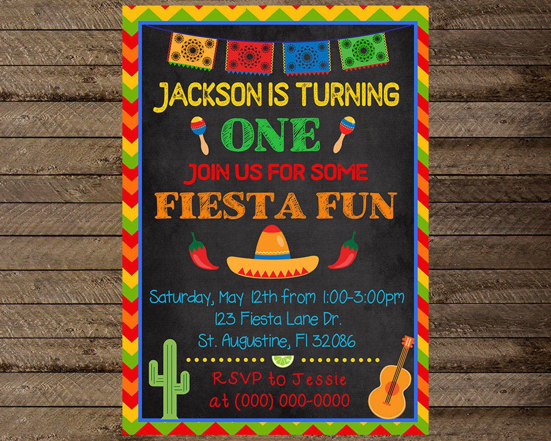 Fiesta Invite Fiesta Birthday Party Fiesta Invitation Cinco - Etsy