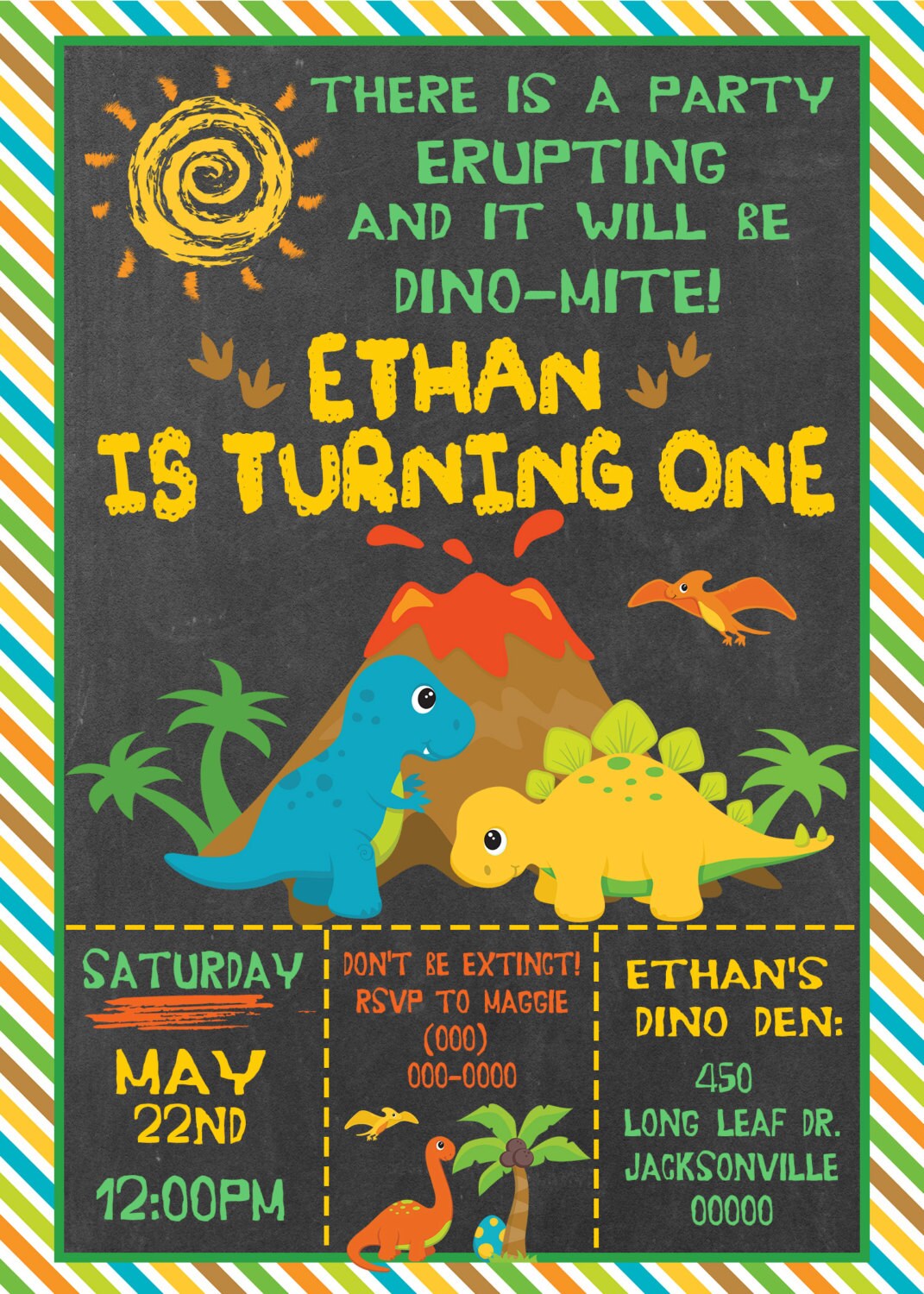 Dinosaur Invite Dinosaur Invitation Dinosaur Birthday Party - Etsy