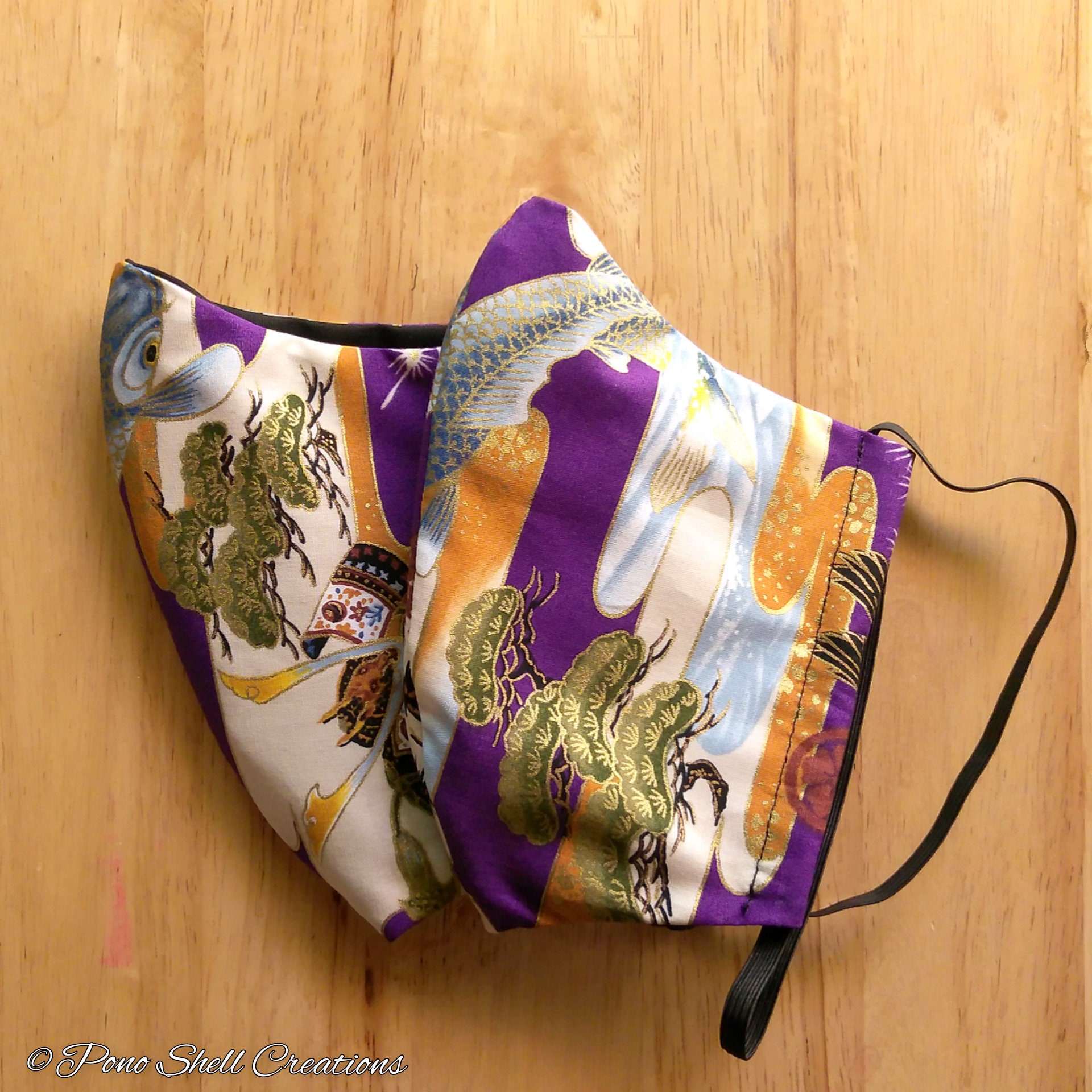 Japanese Purple Royale & Black Face Mask Adult Large Unisex - Etsy New ...