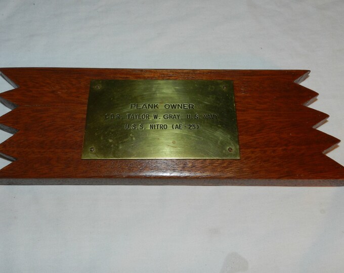U.S. Navy Plank Owner Plaque for U.S.S. Nitro (AE-23) - CDR. Taylor W ...