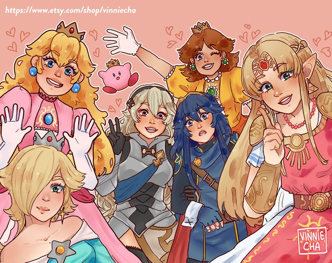 Super Smash Princesses Print - A3 A4 - Etsy