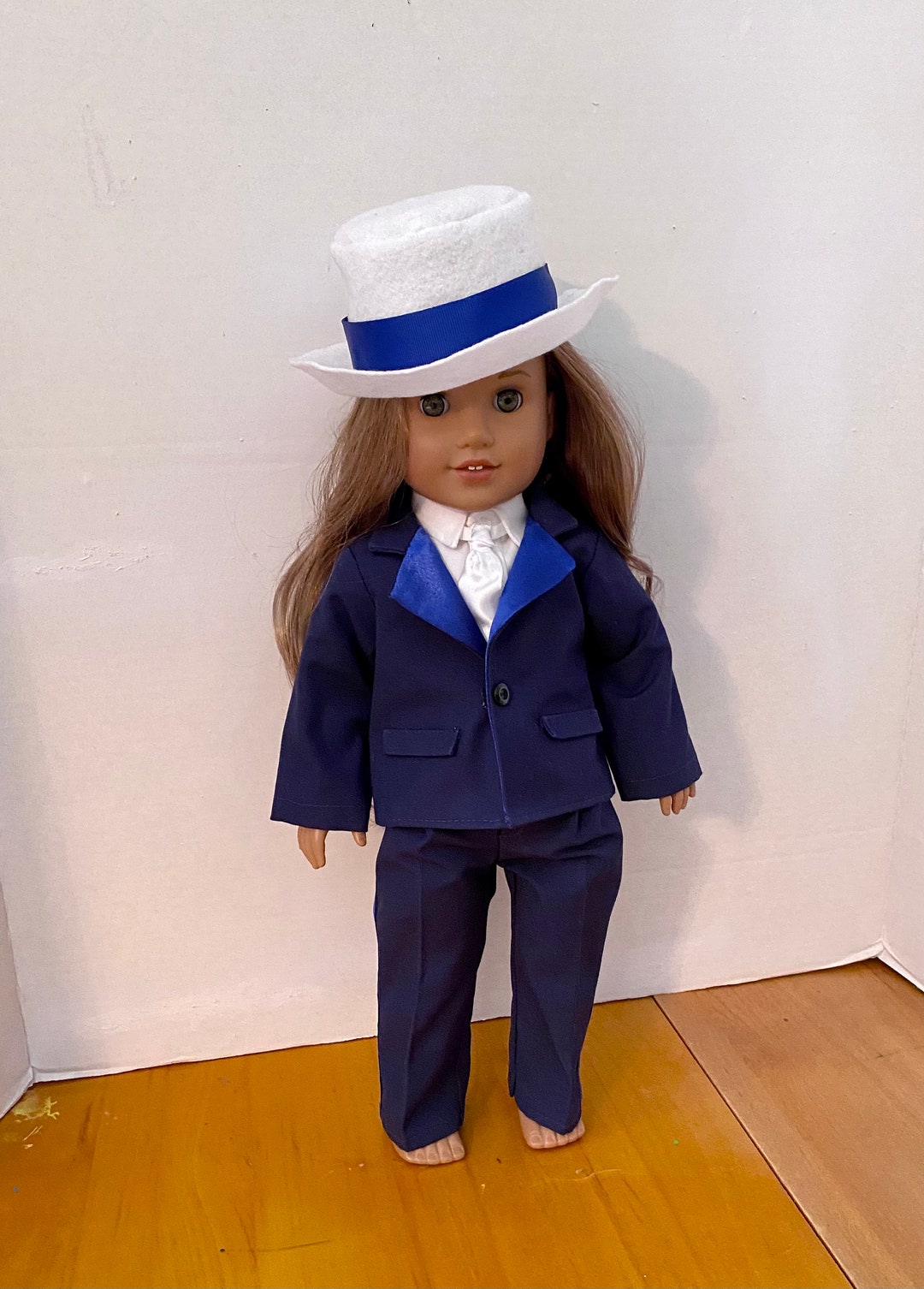 Dolls Tuxedo, Navy Blue, Satin Lapels, Pants Stripes, Bow or Standard ...