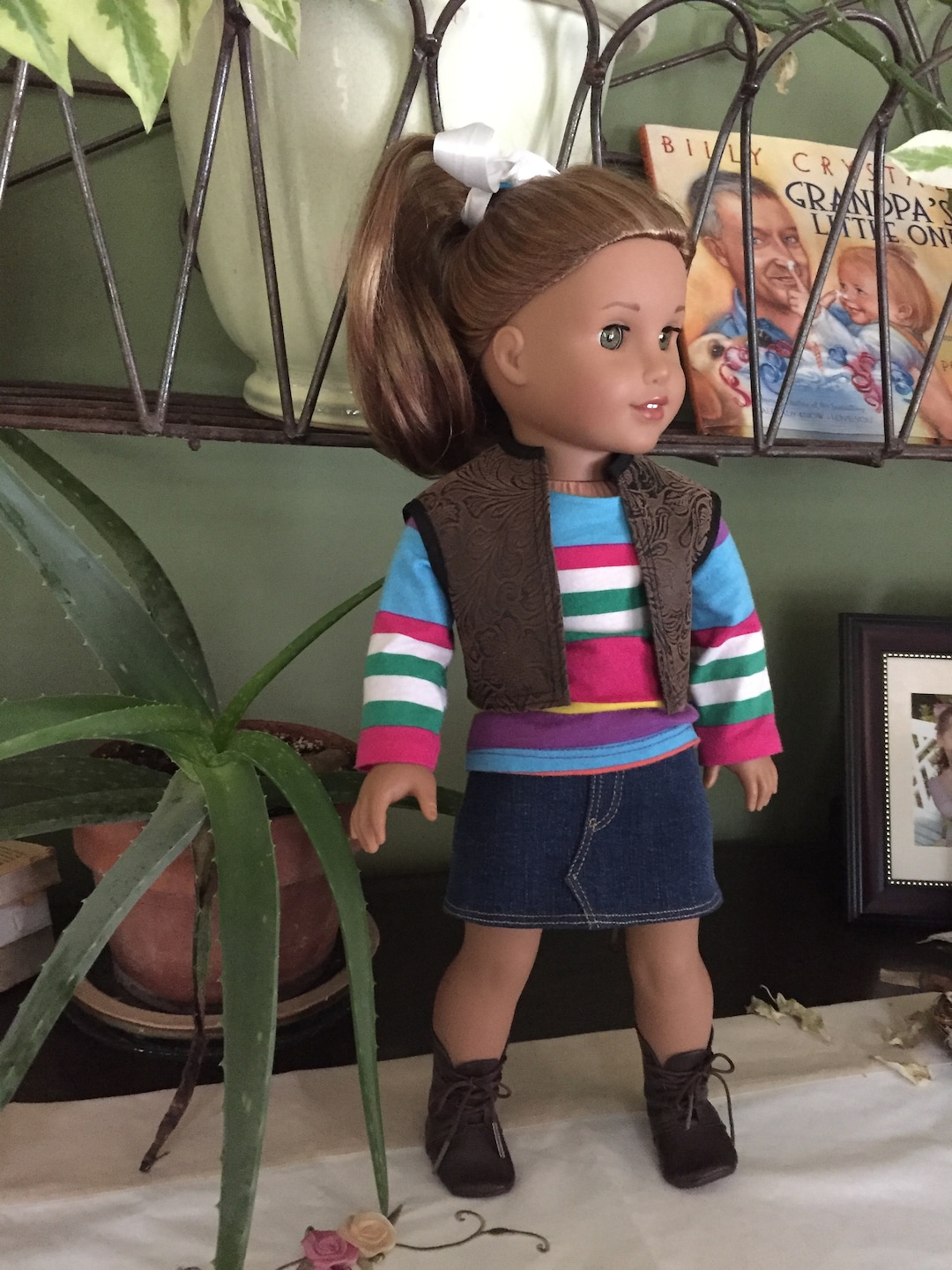 Doll Clothes, 18 Inch Doll Outfit, 3 Piece Outfit, Denim Skirt, Top ...