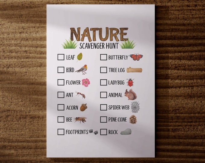 Nature Scavenger Hunt Outdoor Scavenger Hunt Printable Kid Activity ...