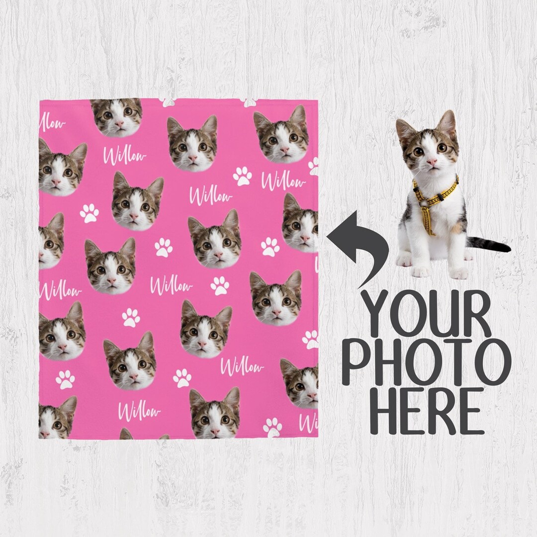 Custom Cat Face Blanket - Custom Pet Photo Blanket - Personalized Pet ...