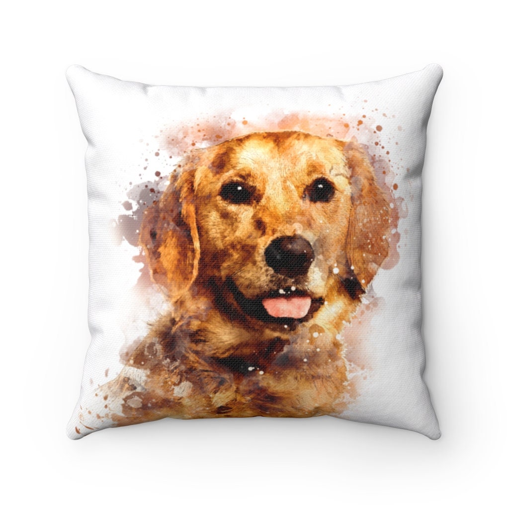 Watercolor Dog Pillo - Custom Pet Picture Pillow - Personalized Dog ...