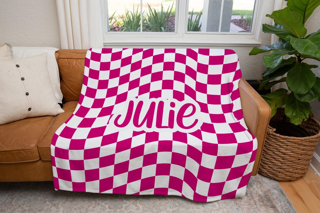 Personalized Checkered Blanket - Custom Blanket Gift - Retro Blanket ...