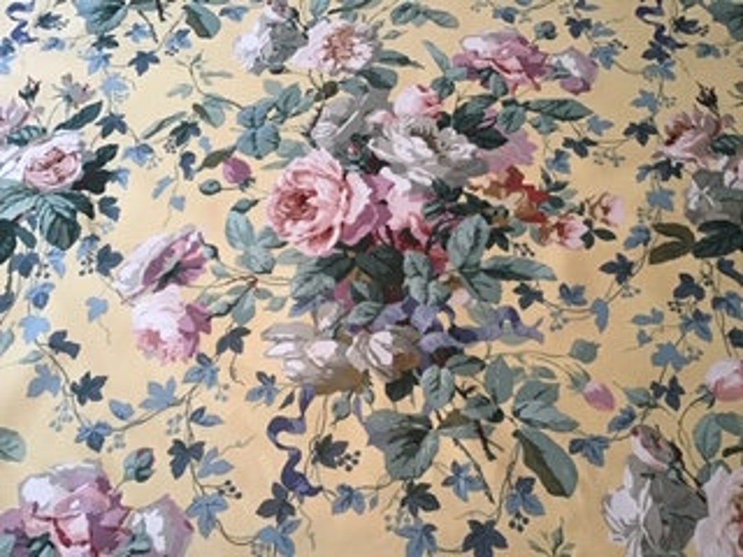 Floral Chintz Cotton Fabric: Yellow Swallowfield Upholstery, Ramm ...