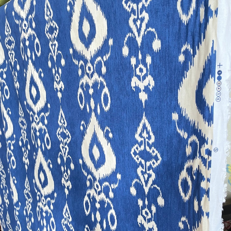 Blue White Ikat Fabric, - Etsy