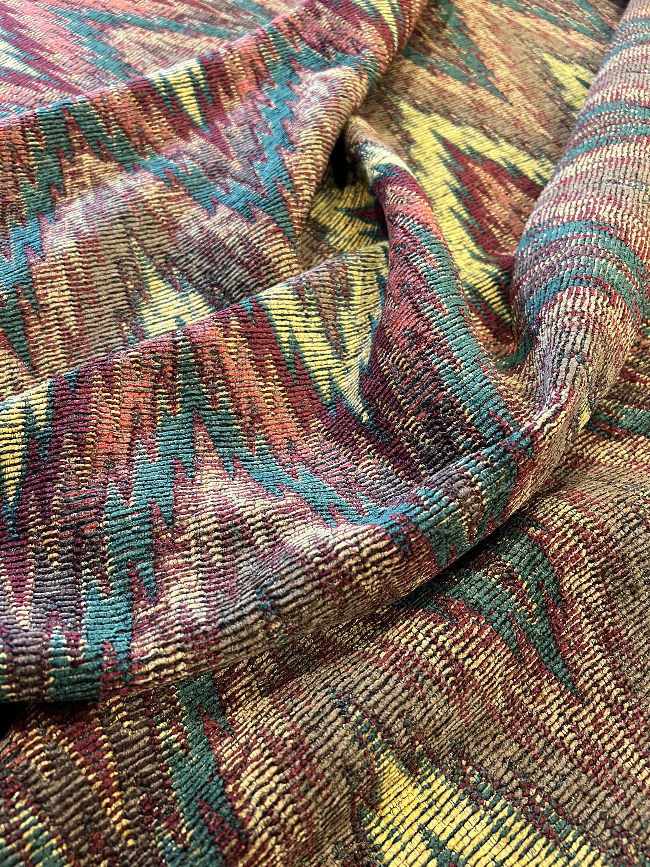 Flame Stitch Fabric, Period Fabric, Multi Colored Fabric, Wing Chair ...