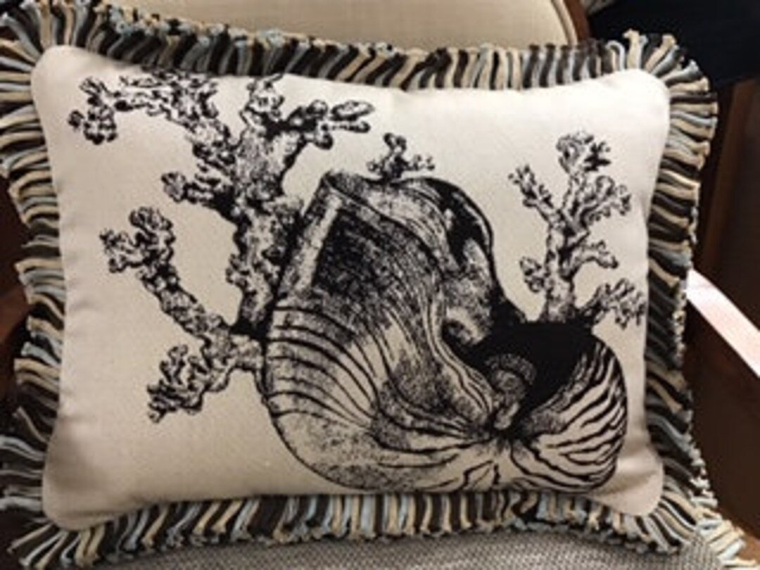 Outdoor Lumbar Pillow: Shell Motif, Multi-colored Fabric - Etsy