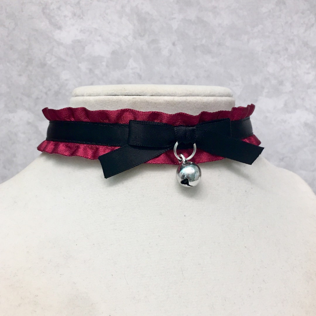Burgundy Ruffle Day Collar, Kittenplay Collar, DDLG Choker, Maroon and ...