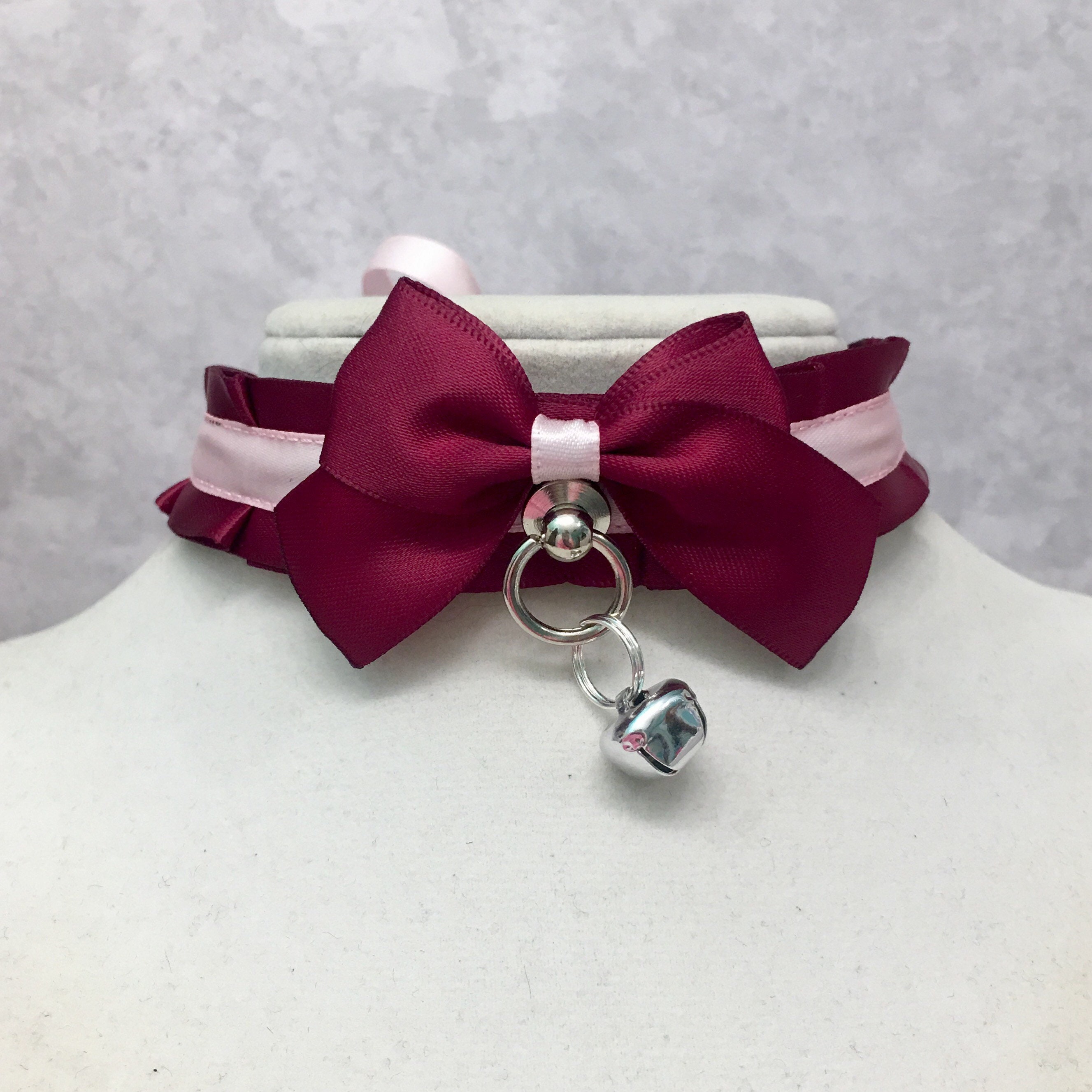 Burgundy and Pastel Pink Collar Kittenplay CollarPetplay | Etsy