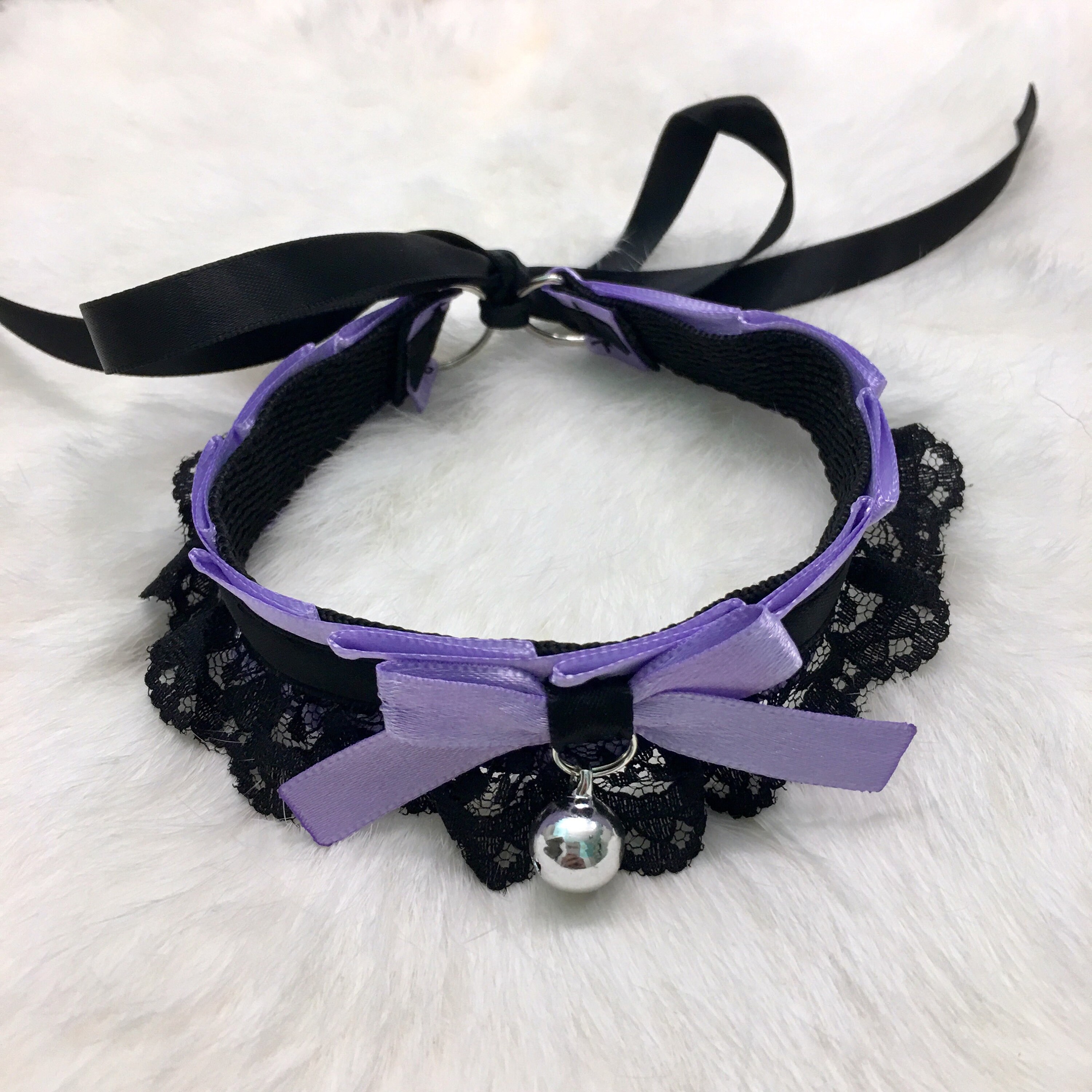 Lavender and Black Lace Collar Cute Kittenplay Petplay BDSM | Etsy