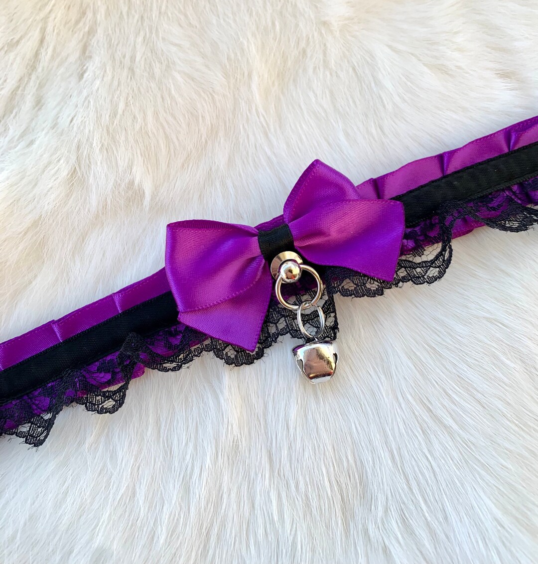 Black and Purple Lace Collar, Petplay BDSM Collar, DDLG Submissive ...