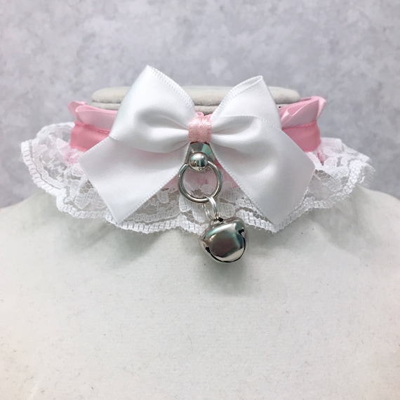 Pastel Pink and White Collar Lolita Cosplay Collar Petplay - Etsy