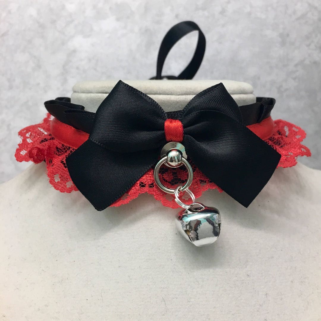 Red and Black Lace Collar, BDSM Petplay Collar, Cosplay Collar, DDLG ...