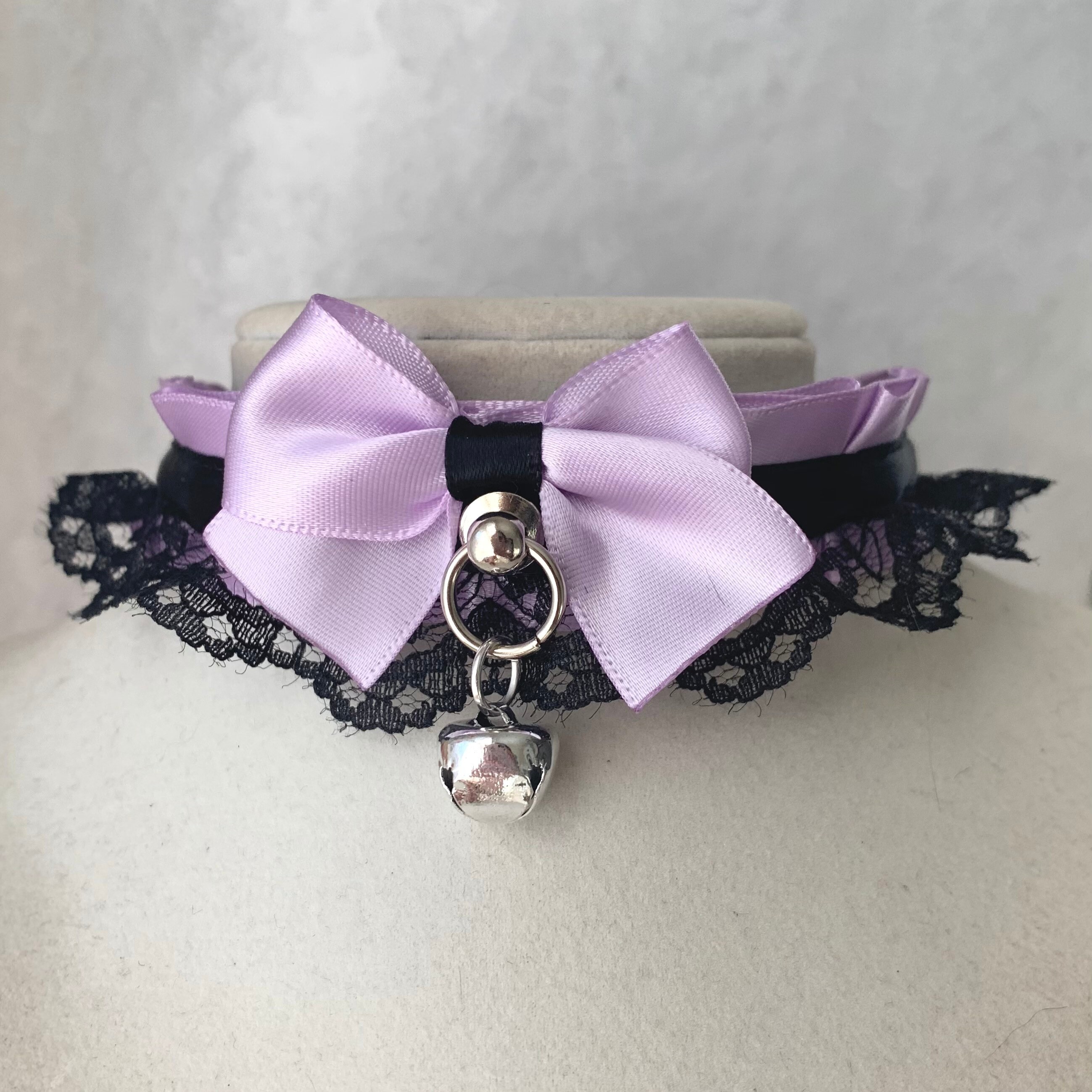 Black and Lavender Collar, Purple Cosplay Collar, Petplay BDSM Collar ...
