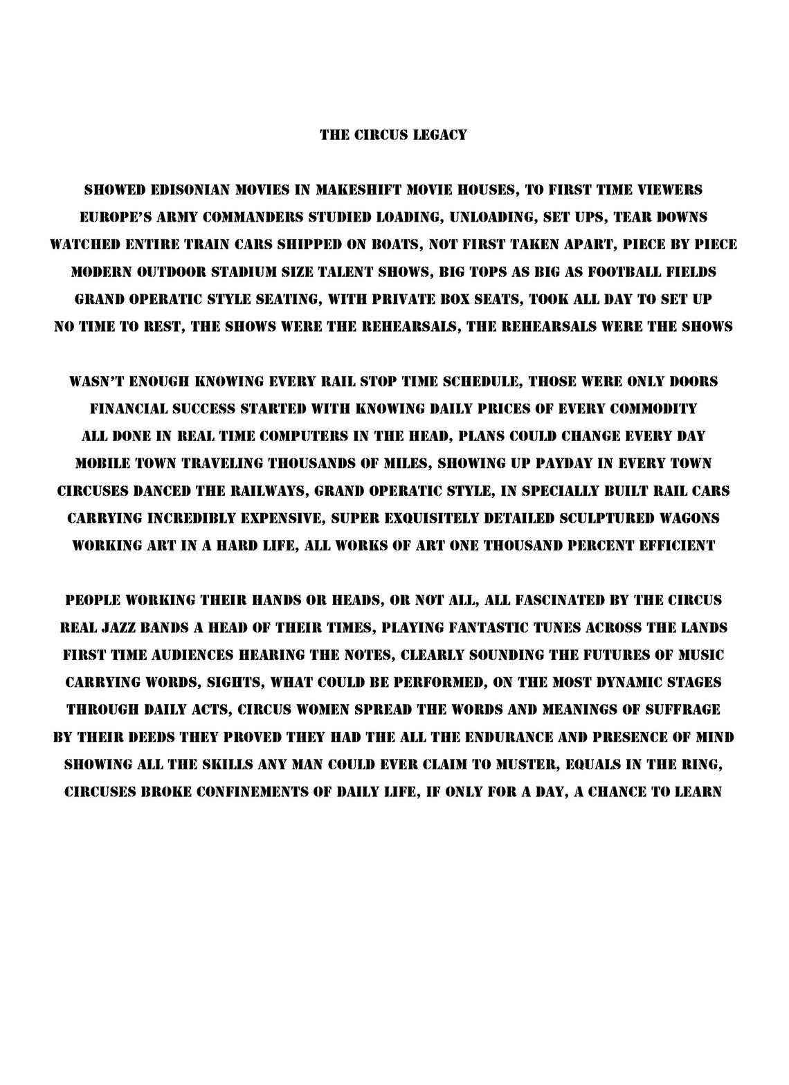 The Circus Legacy Printable Poem - Etsy Canada