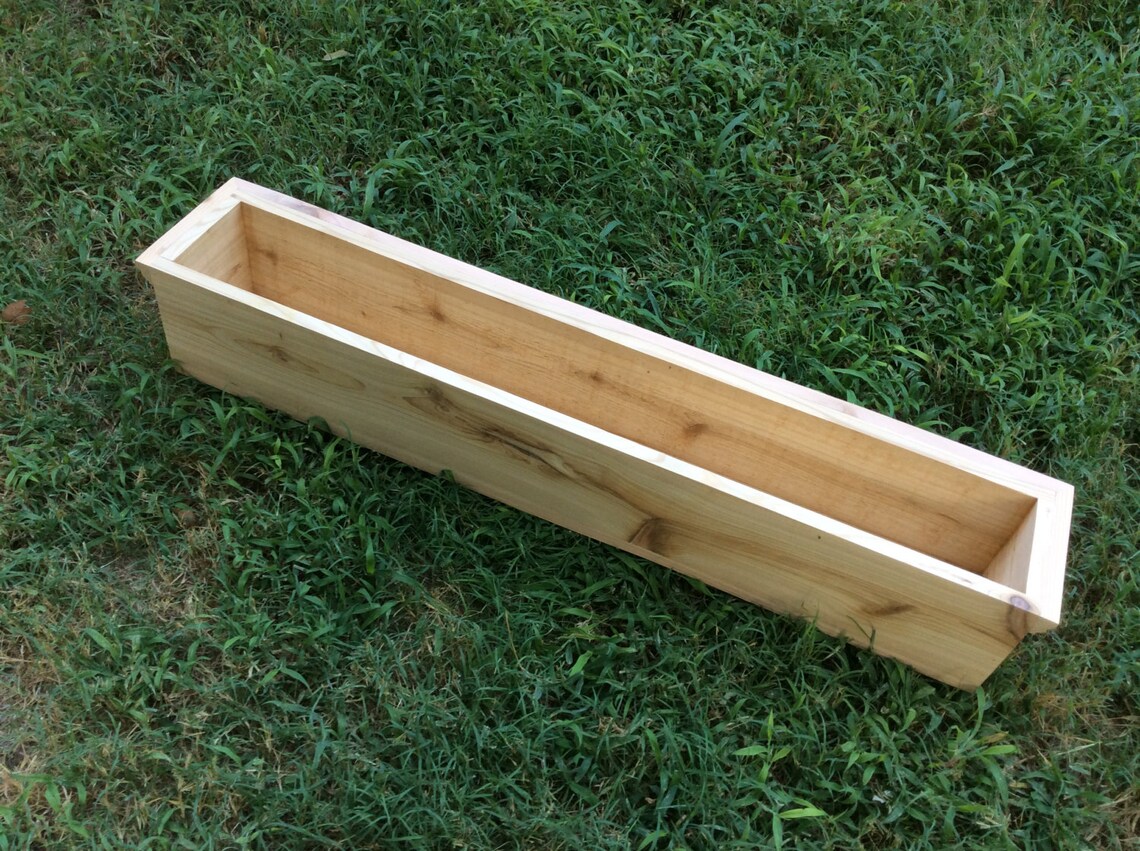 Decorative Top Edge Cedar Box Window Planter, Assorted Sizes, Natural ...