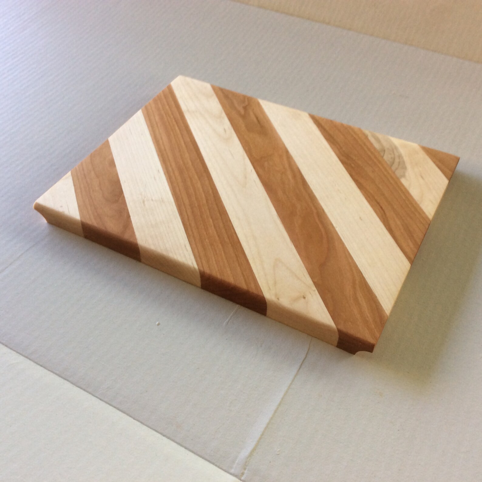 Maple and Cherry Diagonal Striped Wooden Cutting Board, Cheese Board ...