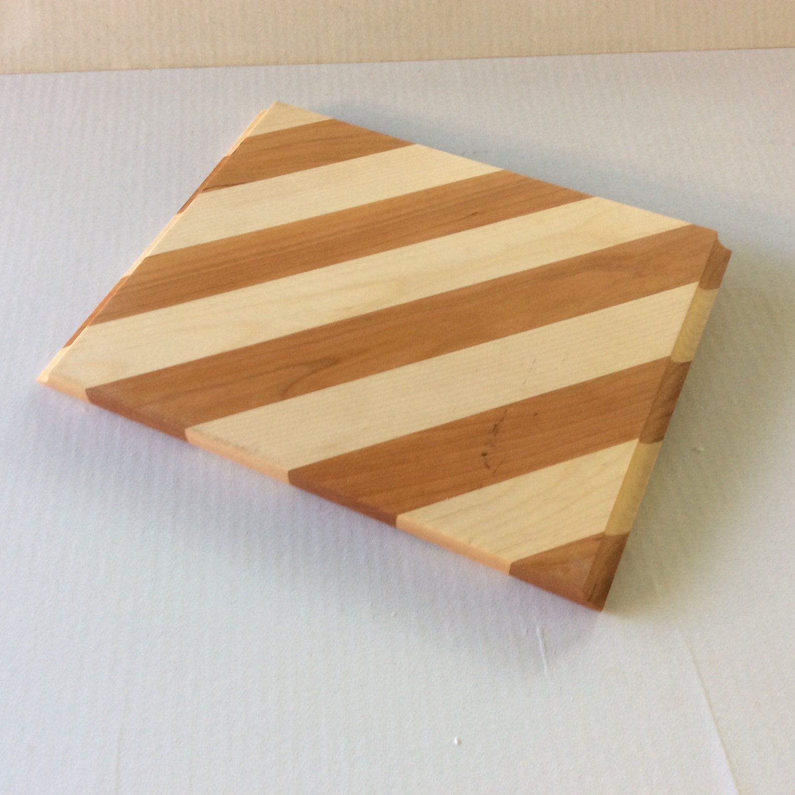 Maple and Cherry Diagonal Striped Wooden Cutting Board, Cheese Board ...