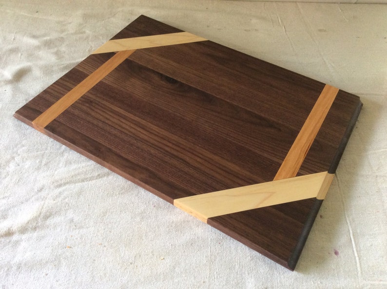Walnut Solid Wood Cutting Board With Maple and Cherry Strips - Etsy