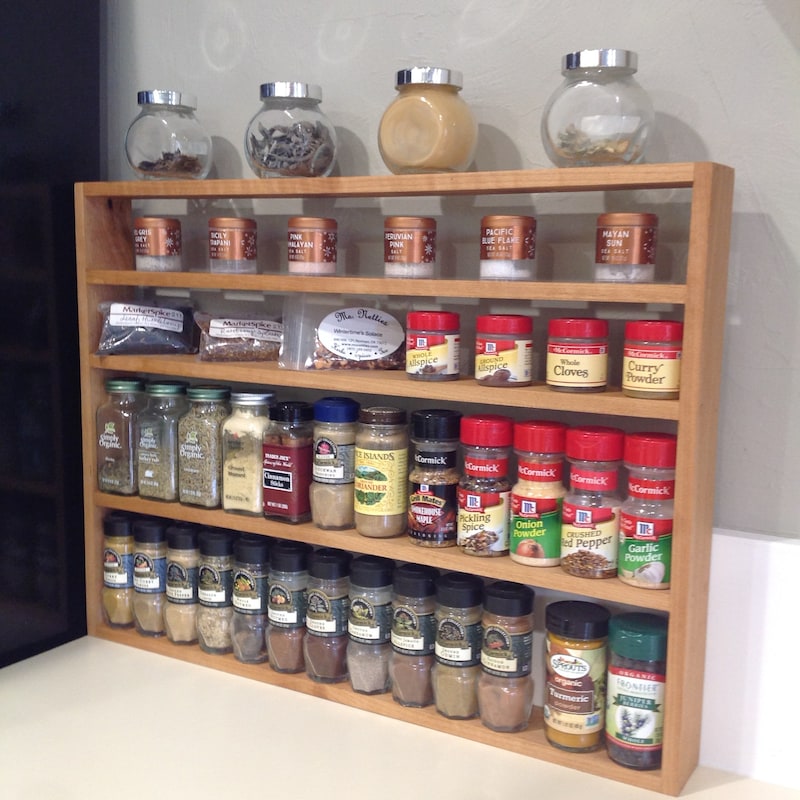 Corner Wooden Spice Rack - Etsy