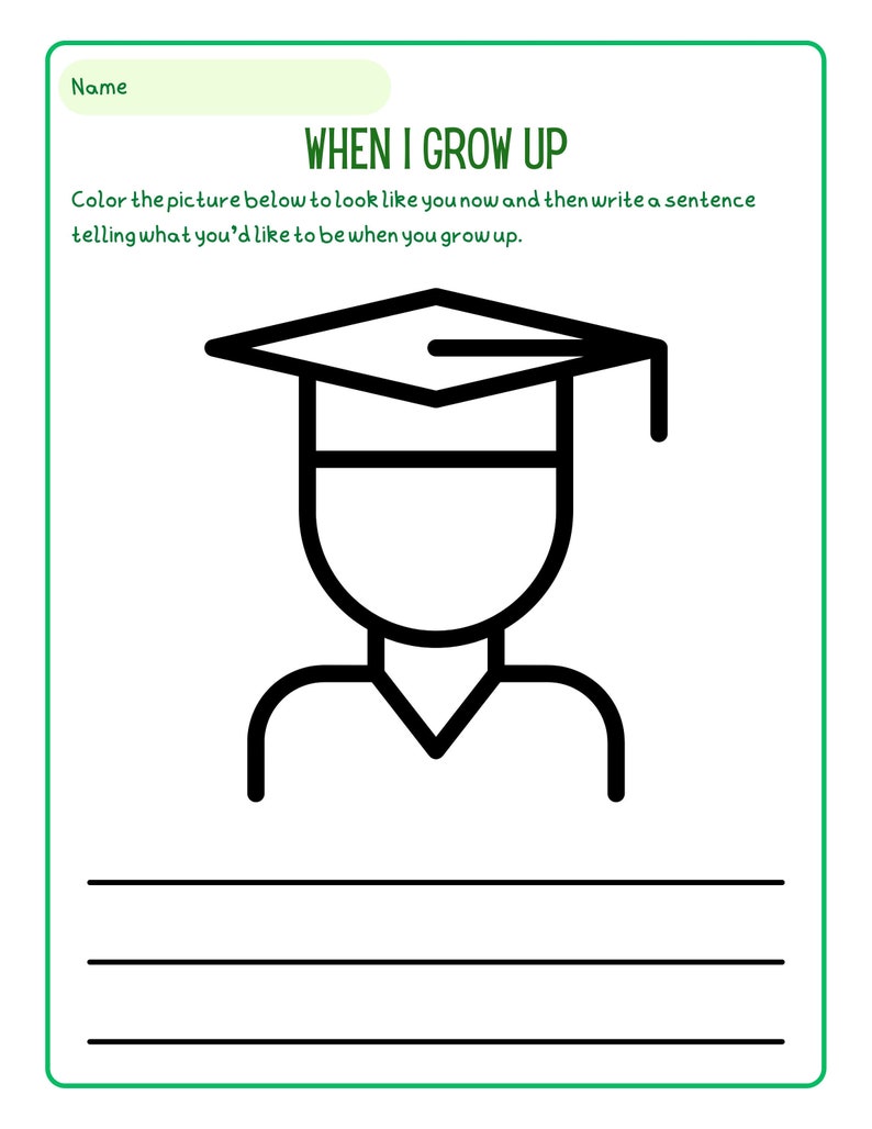 When I Grow up Worksheet - Etsy