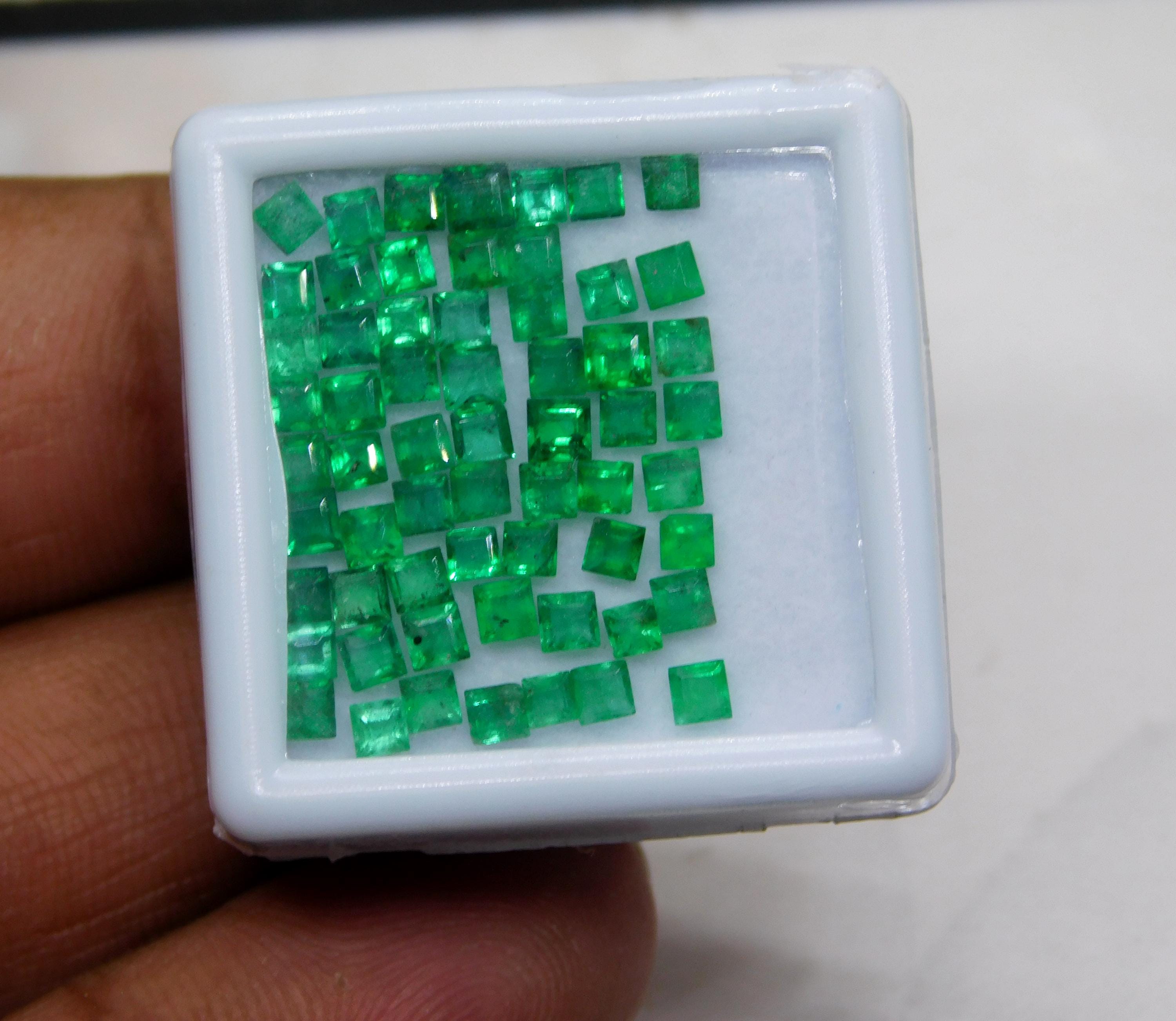 Natural Untreated Emerald Square Faceted Gemstone Loose Various Sizes ...