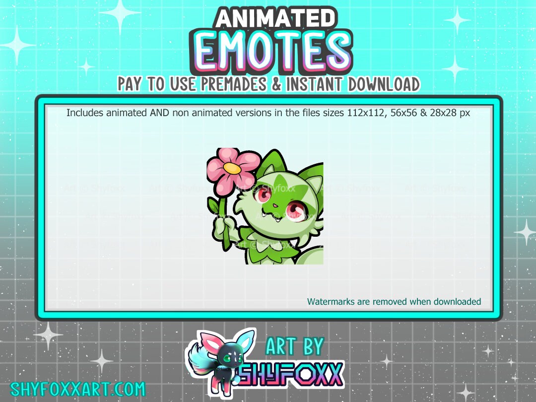 Sprigatito ANIMATED Emote Holding Flower Pokemon Themed Digital Files ...