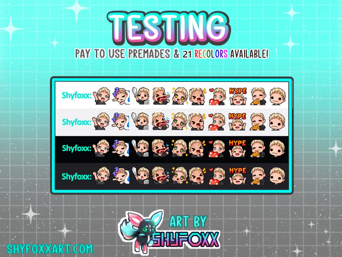 Chibi Guy Premade Emote Pack RECOLORS in Different Hair Styles - Etsy