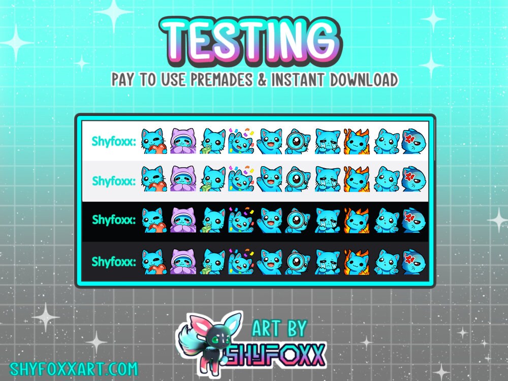 Blue Cat Premade Emote Pack RECOLORS AVAILABLE Digital Files | Etsy Canada