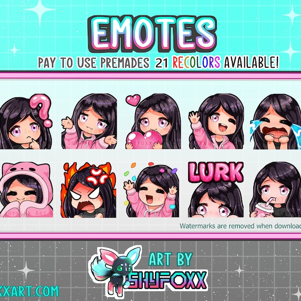 Chibi Black Hair Emotes - Etsy