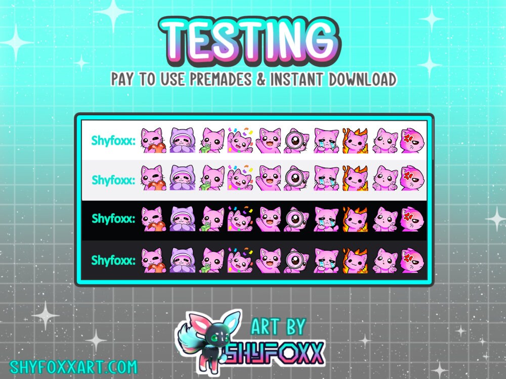 Pink Cat Premade Emote Pack RECOLORS AVAILABLE Digital Files | Etsy