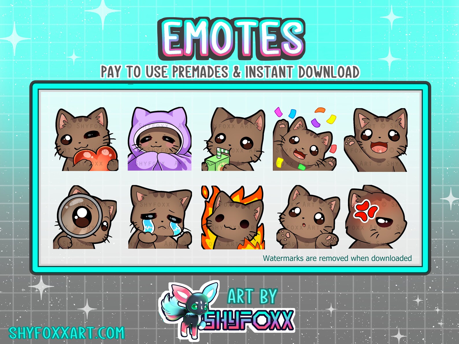 Brown Cat Premade Emote Pack RECOLORS AVAILABLE Digital | Etsy