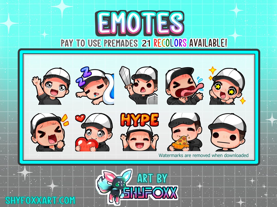 Brunette Hat Guy Emote Pack Premade for Twitch and Discord Download ...