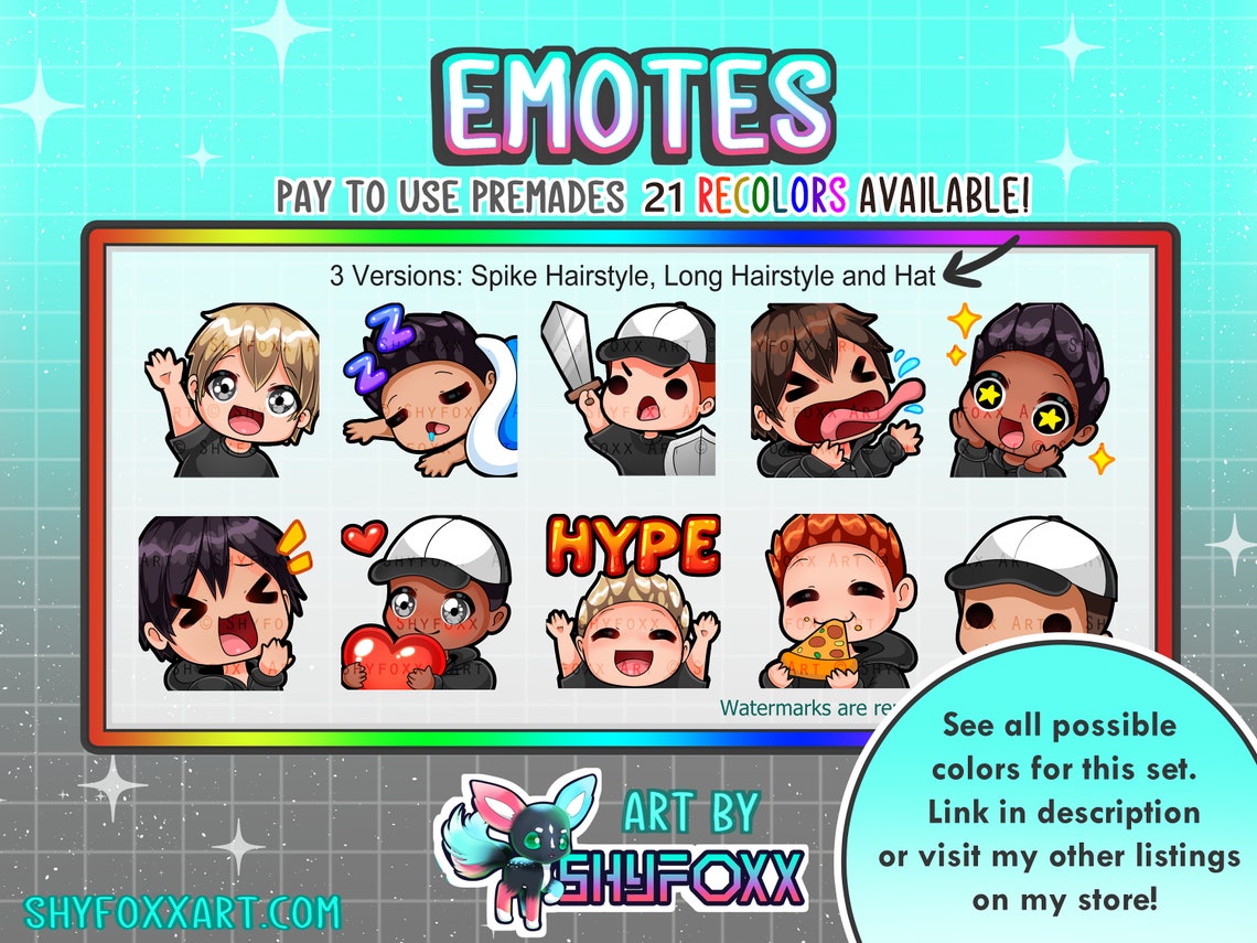 Brown Long Hair Guy Emote Pack Premade for Twitch and Discord Download ...