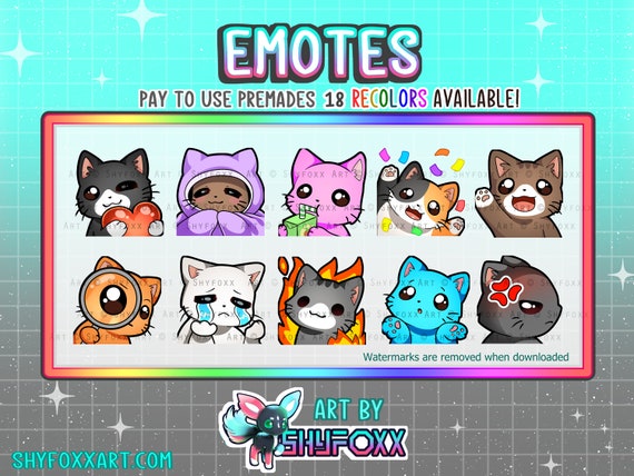 Cat Emotes 18 RECOLORS OPTIONS AVAILABLE for Twitch and | Etsy