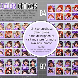 Black Hair Pink Girl Chibi Emote Pack Premade for Twitch and Discord ...