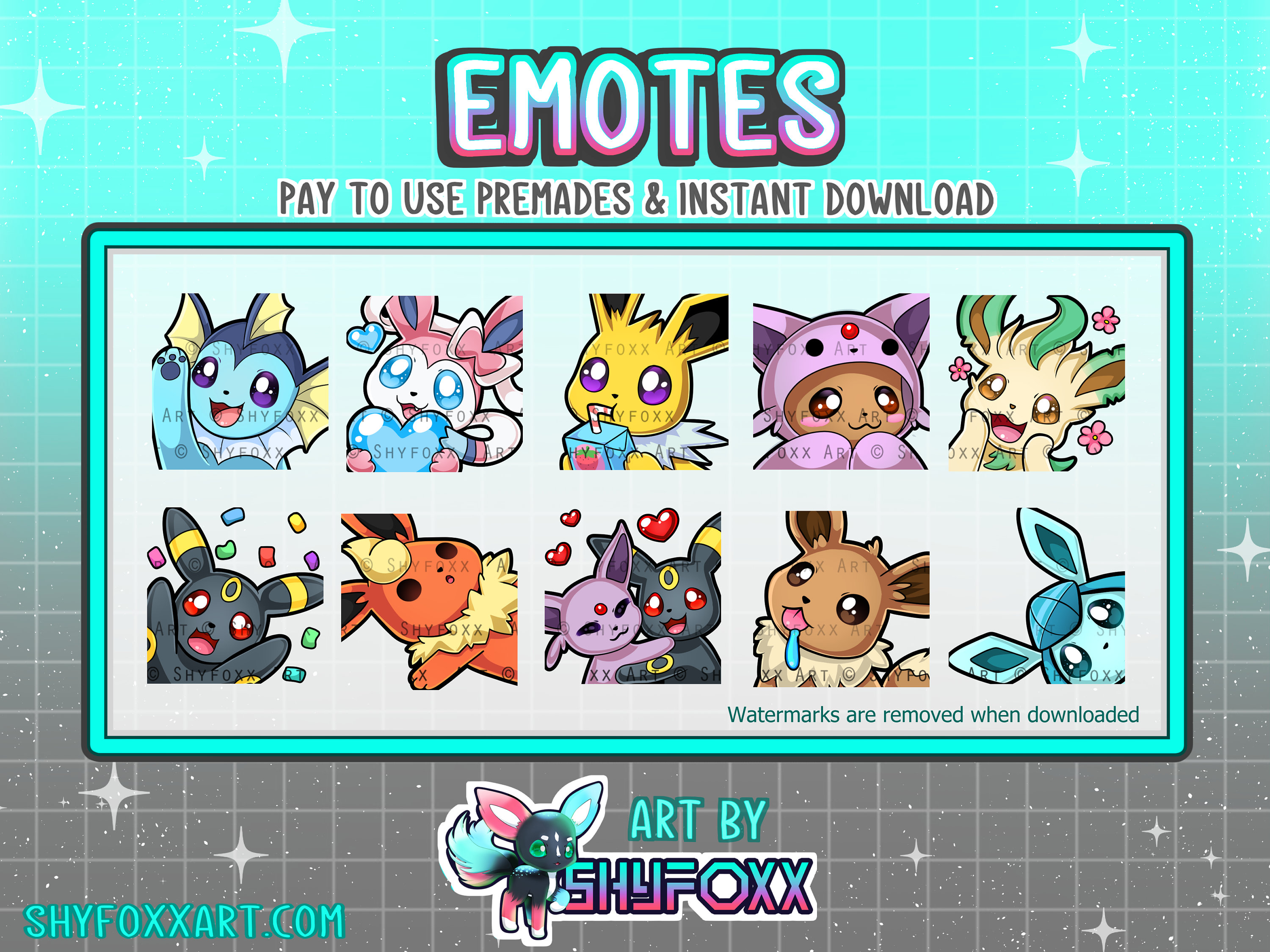 Art & Collectibles Digital Cute Eevee Emotes Pokémon Emotes Shiny Eevee ...